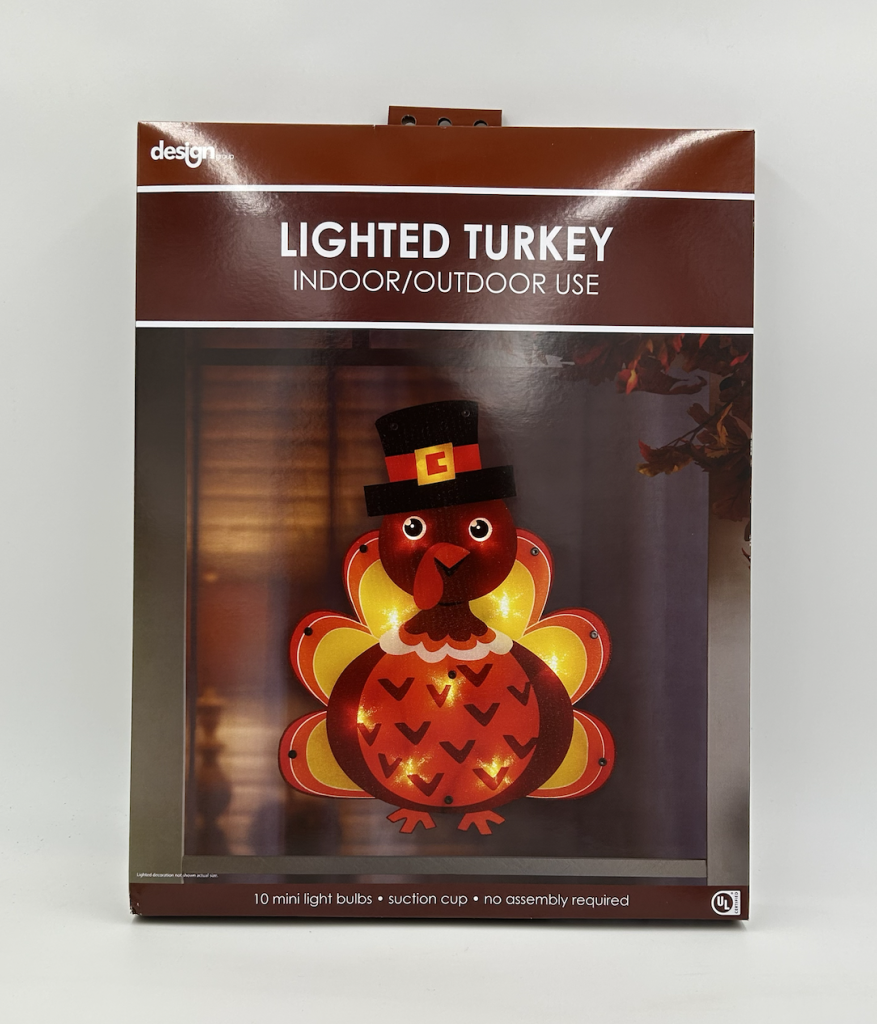 Lighted Thanksgiving Turkey with Pilgrim Hat Window Decoration - Garden ...