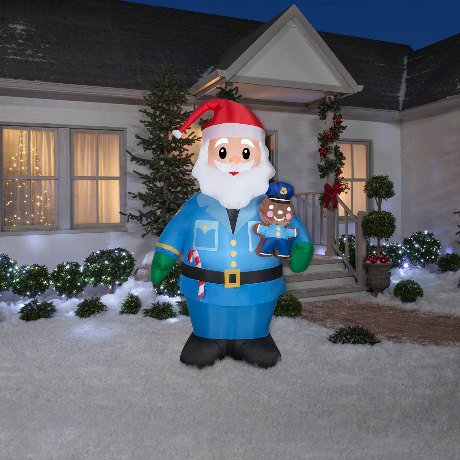 Gemmy Police Officer Santa Light Up Christmas Inflatable, 7 Ft - Garden ...